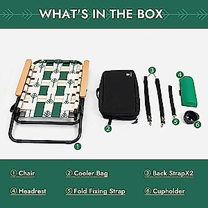 Dowinx Beach Chair with Cooler Bag, Folding Caming Chair with Backpack Straps, High Back 3 Position-Reclining Outdoor Chair Aluminum Frame, Green