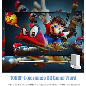 Eanetf Wii to HDMI Converter, Wii to HDMI 1080P with 5ft High Speed HDMI Cable Wii2 HDMI Adapter Output Video&Audio with 3.5mm Jack Audio, Support All Wii Display 720P, NTS