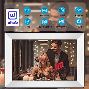 SBUSFGT Digital Picture Frame 10.1 Inch WiFi Smart Digital Photo Frame 16GB Free Storage 1280 * 800 IPS HD Touch Screen Share Photos and Videos for Free Anytime Anywhere with The Uhale App