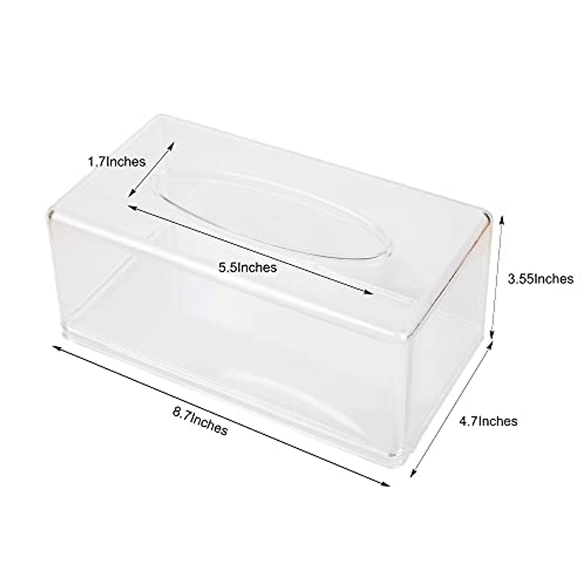 2 Pack Tissue Box Cover, Clear Tissue Box Holder, Acrylic Tissue Box, Clear Plastic Napkin Case for Bathroom, Kitchen,Home,Rectangle