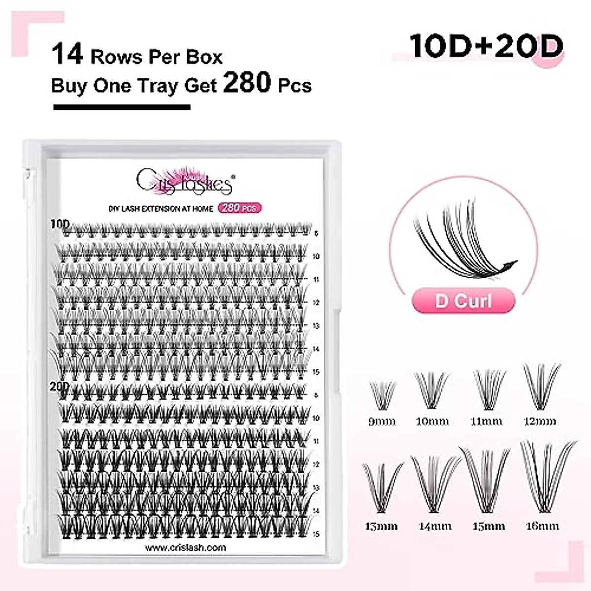 280 PCS Individual Lashes Cluster DIY Lash Clusters 10D 20D D Curl 8-15mm Cluster Lashes DIY Individual Eyelashes Lashes Wisps Reusable Soft Mini Cluster Eyelash Extensions at Home (10D/20D D 8-15mm)