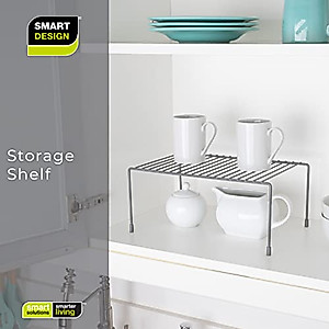 Smart Design Classic Storage Shelf – Medium (8.5 x 13.25 in.), Charcoal Gray – Steel Pantry Organizer with Rust-Resistant Finish and Non-Slip Feet for Easy Home Organization and Storage
