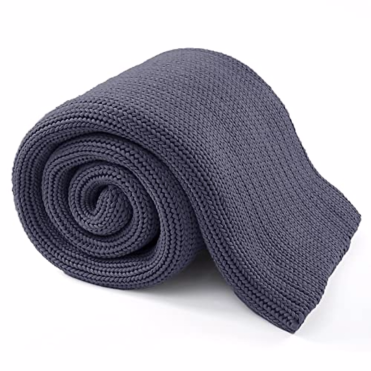 Guohaoi Knitted Weighted Blanket(Dark Grey 50"x60" 7lbs),Home Décor Cooling Throw Blanket for Hot Sleepers,Hand Made Chunky Knit Heavy Blanket Use on Twin Size Bed