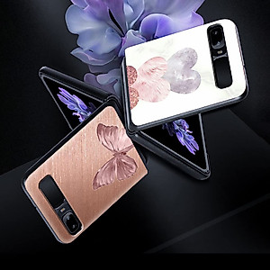 Gold Pink Rose Glitter Hearts Luxury Black Hard Case for Samsung Z Flip 3 Z Flip 4 5G Phone Case,Z5,for Z Flip 3 5G