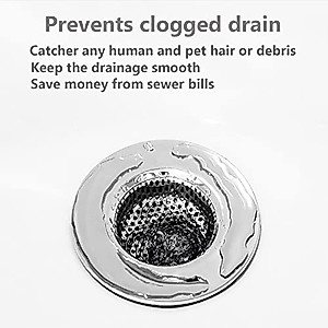 Huntonry 3PCS Bathtub Strainer, Shower Drain Hair Catcher, Bath Tub Drain Cover, Fliter, Hair Stopper, Stainless Steel Drain Catcher, Floor Drain Strainer, Fit for 1.65" to 3.0" Drain Holes