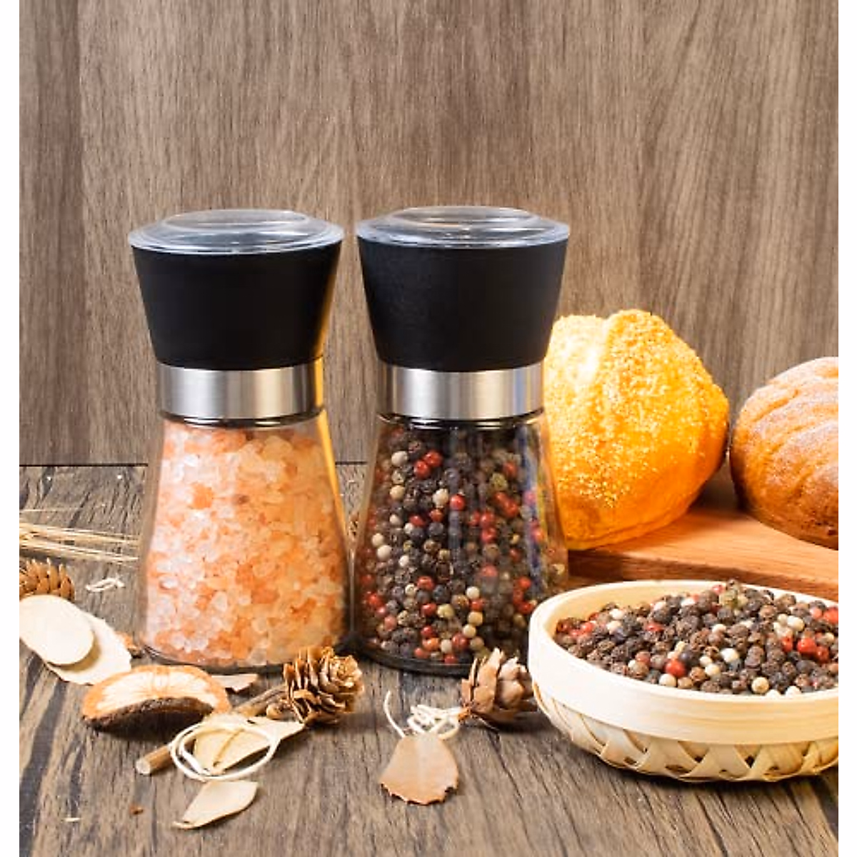ErrandsHelper Salt and Pepper Grinder Set Spice Mill Refillable Grinders (2.5 inches x 5.1 inches)