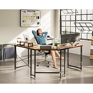 AODK L Shaped Gaming Desk, Computer Corner Desk, PC Gaming Desk Table with Large Monitor Riser Stand for Home Office Sturdy Writing Workstation,51 * 19 inch,Vintage