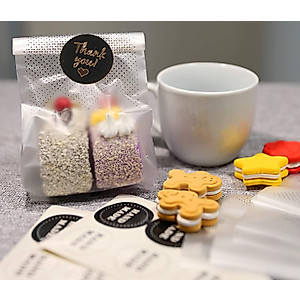 SUKPSY 20 Sheet(240 Pcs) Thank You Love Stickers Black Round Gold Foil Fonts Sealing Sticker Label for Business,Boxes,Packaging Bags,Envelopes,Baking DIY Gift Stickers