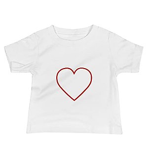 The Creative Workshop Red Heart Unisex Baby T-Shirt Boys Girls Graphic Short Sleeve Top Tee 6m-24m White