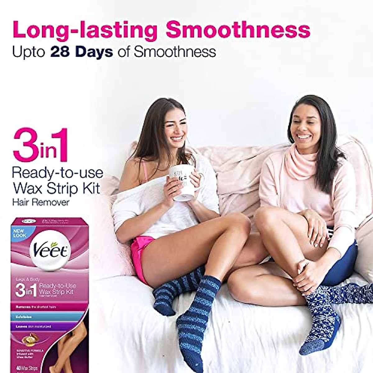 Veet Leg and Body Hair Remover Cold Wax Strips, 40 ct (Pack of 2)