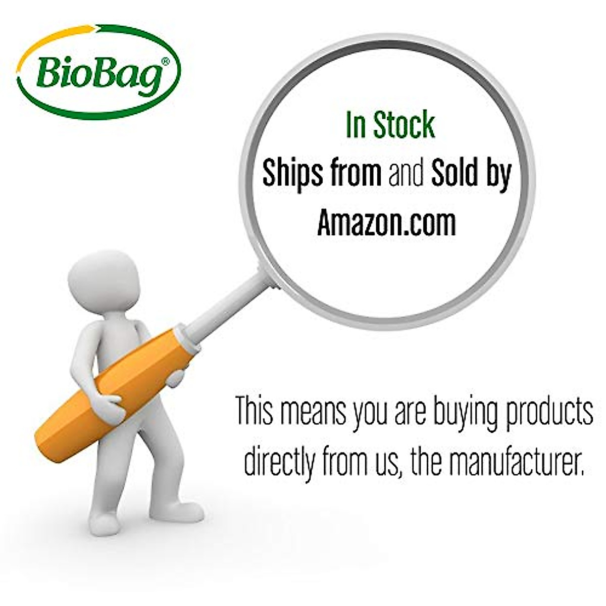 BioBag (USA) The Original Compostable Bag, 48 Gallon, 80 Count, 100% Certified Compostable Trash Bag Liners for Food Waste, Extra Strong and Durable, Trash Bag