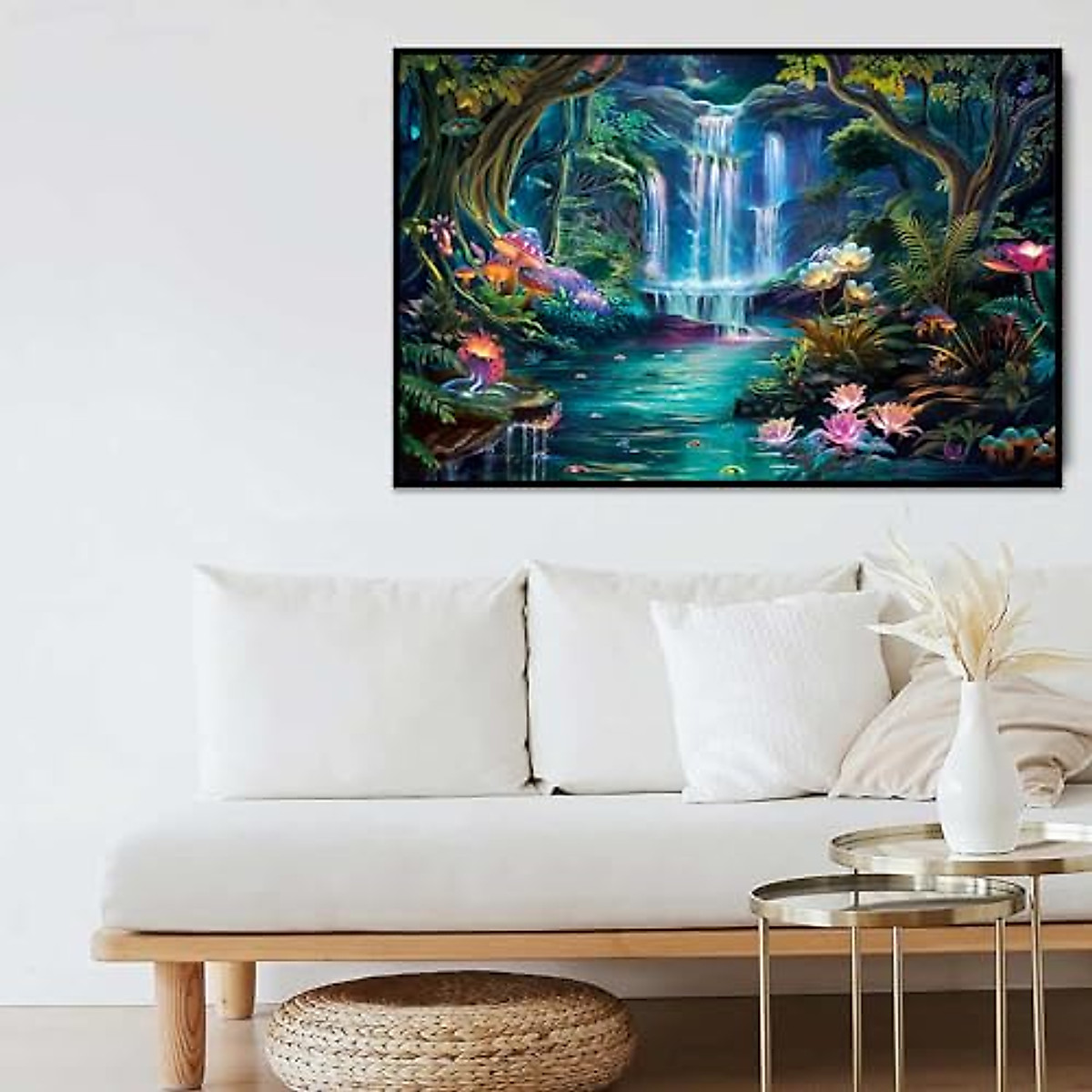 AIBOERL Diamond Art Kits, Forest Waterfall DIY Full Round Drill Diamond Painting Kit for Adults Beginners, Landscape Full Drill Crystal Picture Gem Art for Home Wall Decor (15.8 * 11.8 inch)