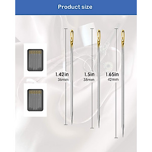 48PCS Self Threading Sewing Needles, Embroidery Needles for Hand Sewing, Easy Side Threading high-Level 3 Sizes, for DIY, Sewing and Mending, Embroidery