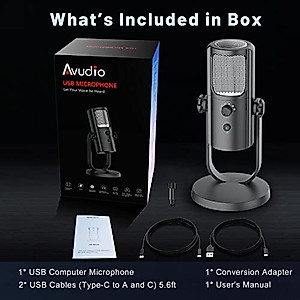 Angetube USB Microphone for PC Mac PS5 PS4, Computer Recording Condenser Mic for Gaming, Streaming, Podcasting, 4 Pickup Patterns, Mic Gain Control & Mute Button Headphone Monitoring Port Plug & Play