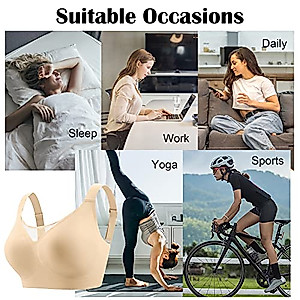 Sports Bras for Women High Support Large Bust Full Coverage Seamless Bras Push Up Bras for Women Comfortable Bras for Women,Nude L
