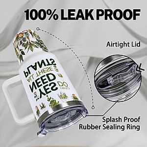 ZNYYZYBA Plant Lover Gifts, Gardening Gifts for Women, Plant Tumbler - Gifts for Plant Lovers, 40 oz Tumbler with Handle and Straw, Reusable Stainless Steel Plant Mug, Plant Lover Gifts for Women