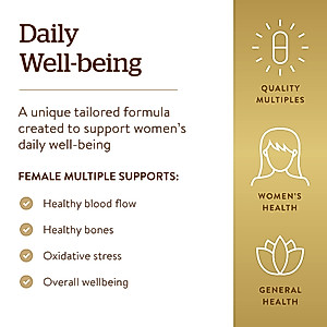 Solgar Female Multiple, 60 Tablets - Multivitamin, Mineral & Herbal Formula for Women - Advanced Phytonutrient - Vegan, Gluten Free, Dairy Free, Kosher - 20 Servings