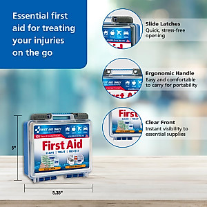 First Aid Only On-The-Go Emergency First Aid Kit for Home, Work, and Travel, 105 Pieces