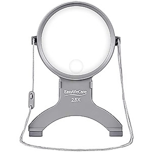 EasyLifeCare Hands Free Chest Rest LED Magnifier - Neck Wear Visual Aid Illuminated Magnifying Glass for Low Vision & Visually Impaired Seniors - Portable - Gifts for Mom, Dad, Grandmother, Women, Men