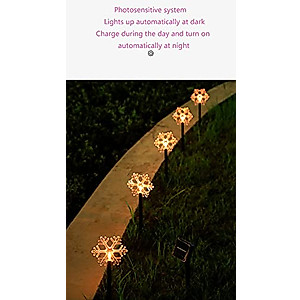 Christmas Tree Path Finder Stake Lights,Christmas Solar Lights for Outdoor Garden,Waterproof Ground Plug Lights Warm Decorative Light for Home,Garden,Yard,Xmas Festival Party Supplies (Snowflake)