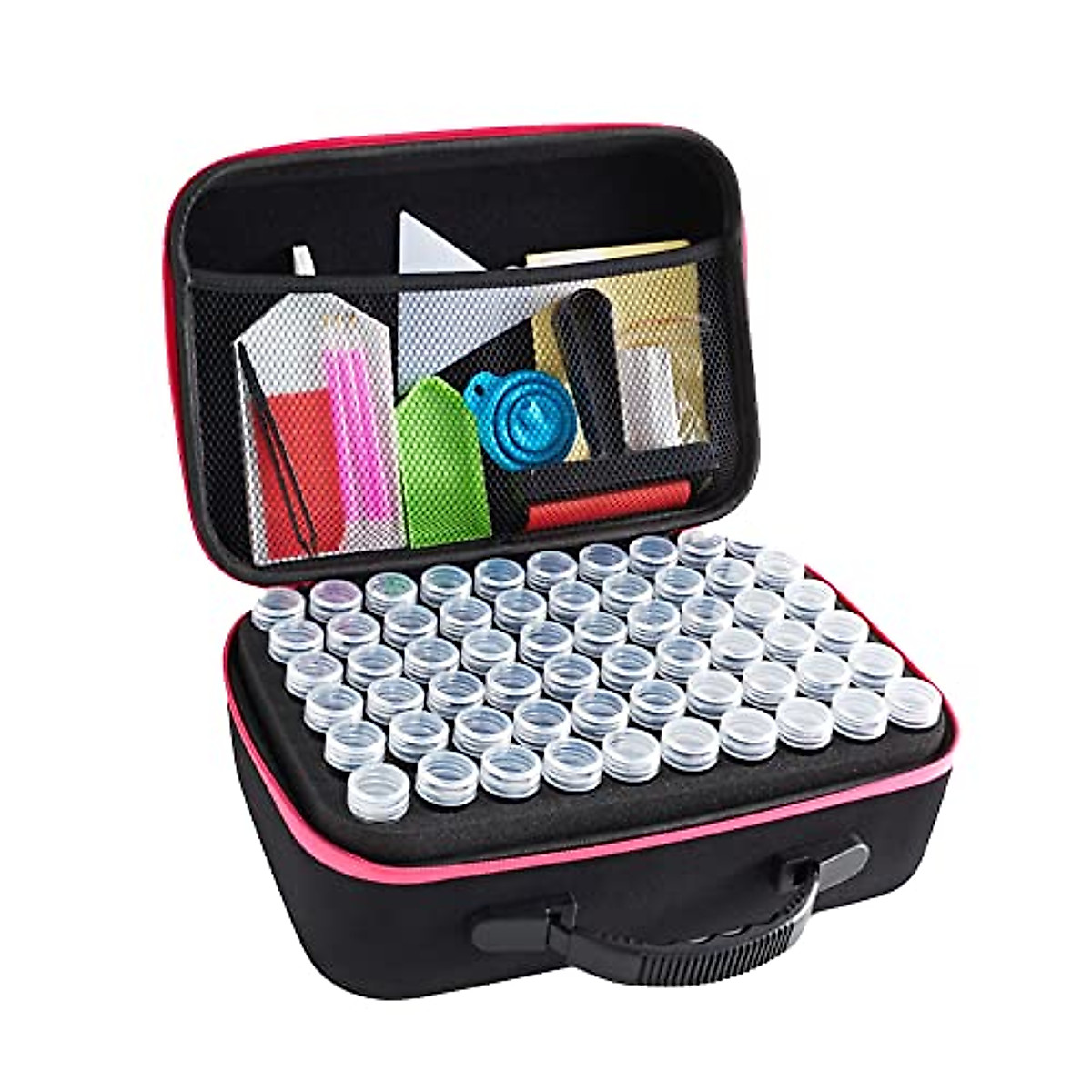 Diamond Art Storage Case Upgraded Accessories and Tools Pen Tray, 120 Slots Shockproof Diamond Painting Storage Box, Jewelry Beads Storage Box(Black)