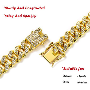 HUITIAN Women Mens Cuban Link Chain Gold Silver Bling Miami Cuban Necklace Diamond Chain for Men Iced-Out Hip Hop Jewelry
