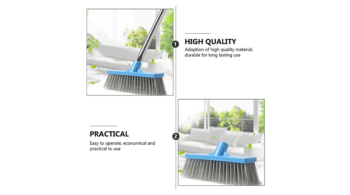 Heavy Duty Floor Scrubber & Stiff Push Broom for Rough Surfaces