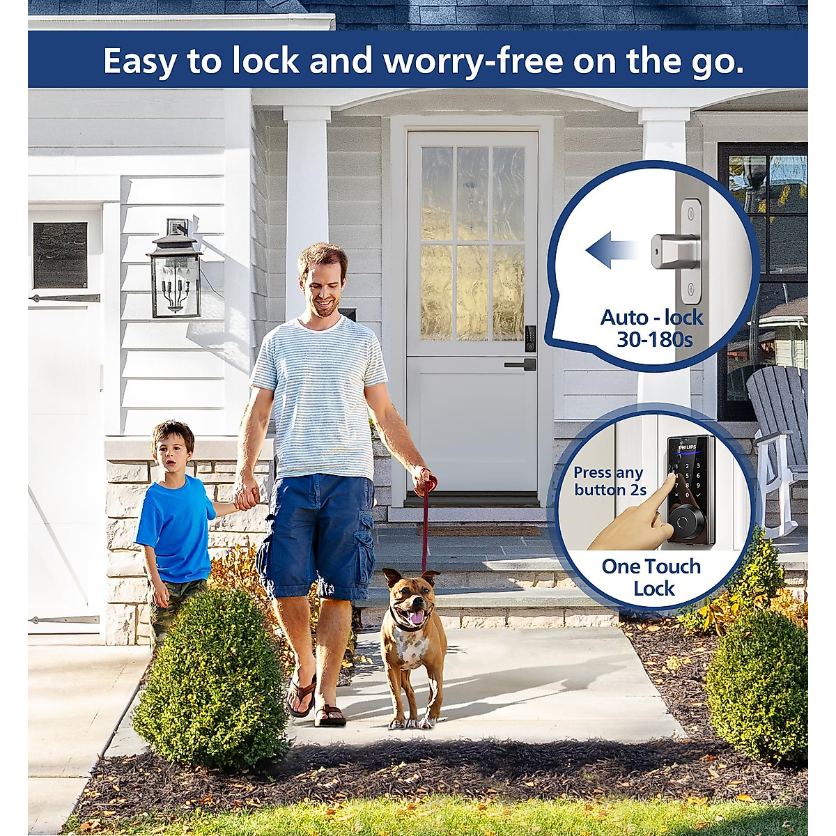 Philips Fingerprint Door Lock, Keyless Entry Door Lock, Electronic Door Lock, Touchscreen Keypad Deadbolt - Easy Installation and Set up - Satin Nickel