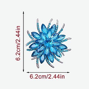 Three Colors Gold Plated Rhinestone Crystal Bouquet Flower Scarf Pin & Brooch Cute Pin Set (Blue, One Size)