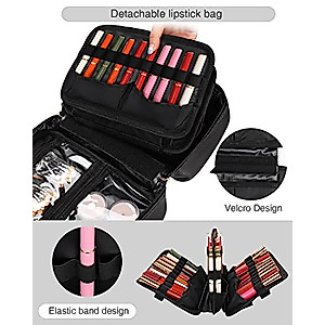 Chomeiu Lipstick Organizer, Lip Gloss Holder Detachable 60 Slots 3 Layer Lipstick Storage Case for Makeup Artists Travel Portable Cosmetic Bag Large Capacity with Waterproof PU Leather and Lining