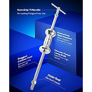 Orion Motor Tech Slide Hammer, 9-Way Internal/External Slide Hammer Puller Set - Pulls Hubs, Rear Wheel Axle Shafts, Bearings, Bushings, Seals, Retainers