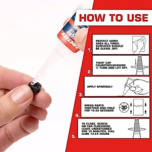 Loctite Super Glue Liquid Longneck Bottle, Clear Superglue, Cyanoacrylate Adhesive Instant Glue, Quick Dry - 0.18 fl oz Bottle, Pack of 6