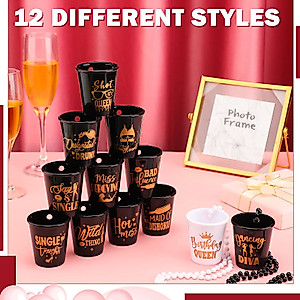 Janmercy 12 Pieces Shot Glass Beaded Necklaces Birthday Party Shot Necklace Cups Funny Birthday Naughty Plastic Shot Glasses Necklace for Birthday Women Girls Wedding Party Supplies