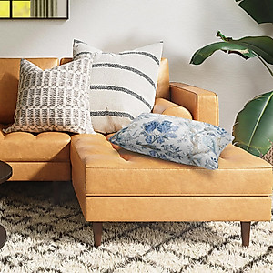 Snycler Chinoiserie Pillow Covers Set of 2 Blue and White Outdoor Pillows Flowers Throw Pillow Covers Cotton Square Cushion Cover Decor for Bedroom Couch Bed Living Room Sofa Chair 12"x20" C12