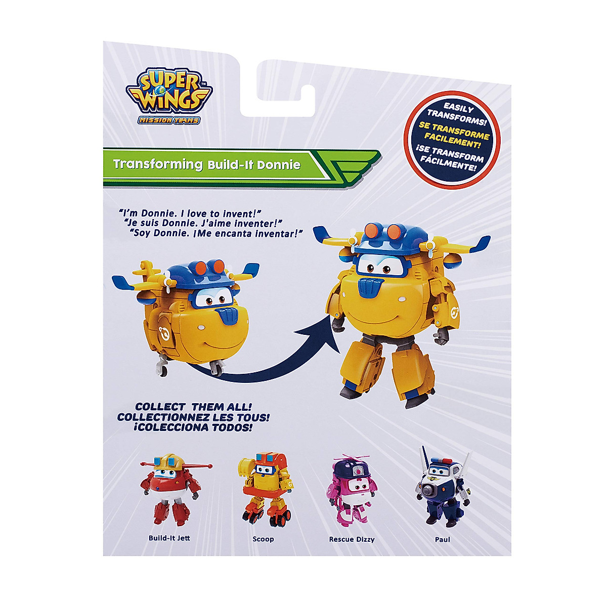 Super Wings - 5" Transforming Construction Donnie Airplane Toys Vehicle Action Figure | Plane to Robot | Flying Airplane Toys Birthday Gifts for 3 4 5 Year Old Boys and Girls | Airplane Toys for Kids