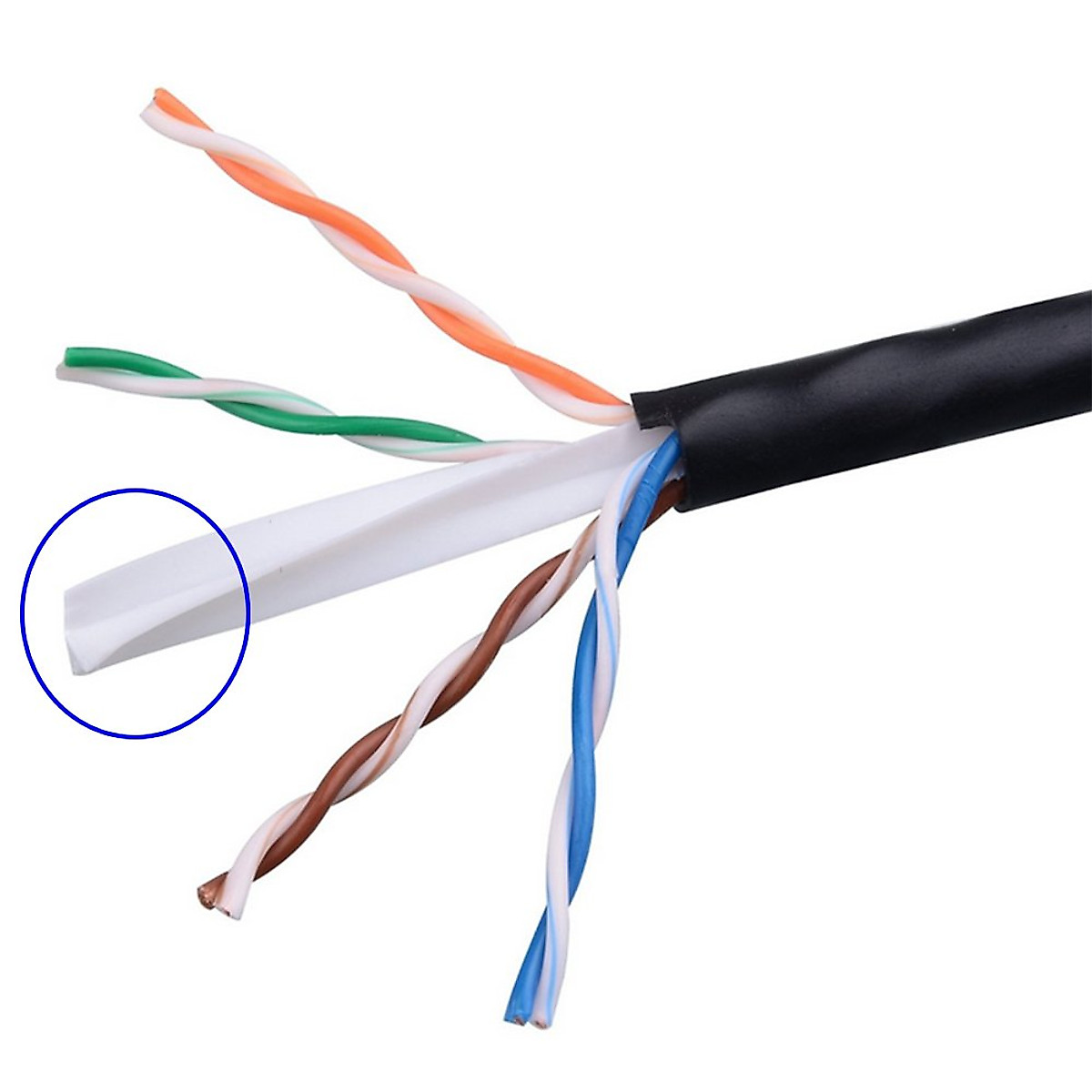 FiveStarCable Cat6 CMR 1000 Ft 23AWG Riser Rated Solid Bare Copper Cable 4 Twisted Pair UTP Bulk Ethernet Router Network POE Security Camera Cable LAN Cable PVC Black