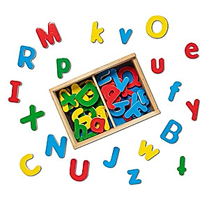 Melissa & Doug 52 Wooden Alphabet Magnets in a Box - Uppercase and Lowercase Letters - ABC Learning Toys, Chunky Magnetic Letters For Toddlers And Kids Ages 3+