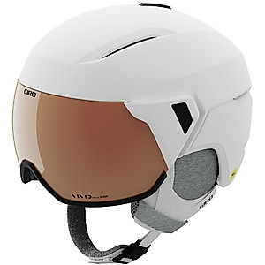 Giro Aria Spherical MIPS Ski Helmet - Snowboarding Helmet for Women with Integrated Visor - Matte White - M (55.5-59cm)