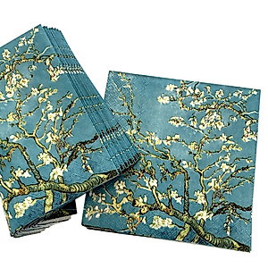 20-ct 13x13 Almond Decorative Napkins for Decoupage Floral Napkins for Mother's Father's Day Pretty Flower Napkins Fall Thanksgiving Paper Floral Lunch Dinner Cocktail Napkins Beautiful Paper Napkins