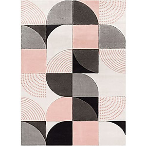 Well Woven Maggie Blush Pink Modern Geometric Dots & Boxes Pattern Area Rug 3x5 4x6 (3'11" x 5'3")