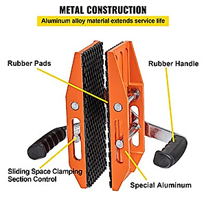 VEVOR 2 PCS Double Handed Stone Carrying Clamps, 1.97 inch (50mm) Granite Lifting Tools with Slip-proof Rubber Pads, 440 lbs Loading Capacity for Moving Marble, Glass, Slabs and Plywood