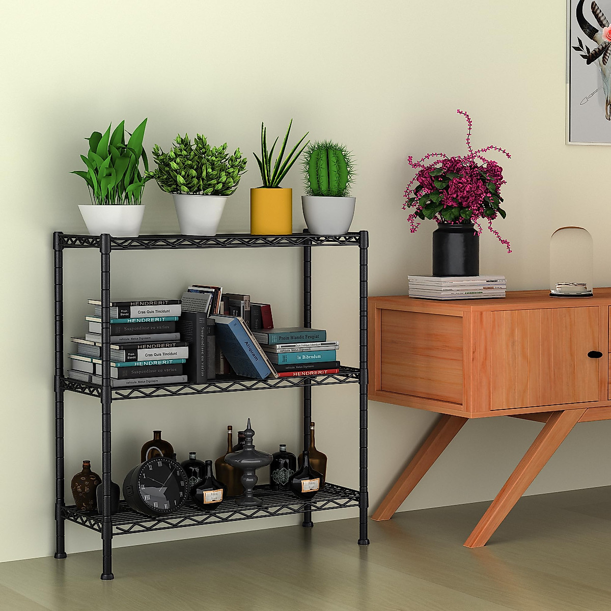 REGILLER 3-Shelf Adjustable Heavy Duty Storage Shelves,30" Lx14.1 Wx35.8 H Metal Organizer Wire Rack for Laundry Bathroom Kitchen Pantry Closet Garage Shelving Black