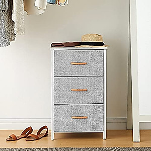 AZL1 Life Concept 3 Drawers Fabric Dresser Storage Tower, Organizer Unit for Bedroom, Closet, Entryway, Hallway - Light Grey