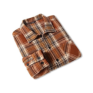 COOFANDY Men's Brown Flannels Plaid Shirts Regular Fit Long Sleeve Button Down Shacket Vintage Western Shirts