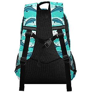 JHKKU Backpack Dolphins Stripes School Bags Teen Personalized Bookbag, Casual Shoulders Bag Lightweight Travel Laptop Backpacks for Boys Girls