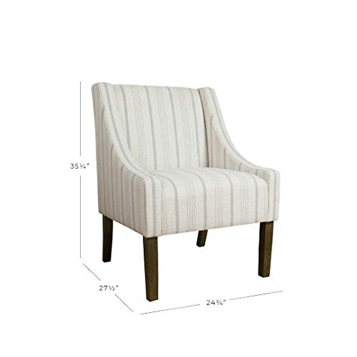 HomePop Modern Swoop Arm Accent Chair, Dove Grey Stripes