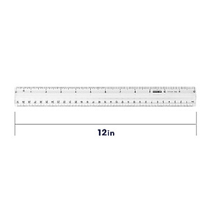 Pacific Arc - Finger Grip Ruler - 12 inch - Inch and Metric - Clear - Easy Drafting on Parallel Bars, Engineering, Architecture and Students Tools, Easy Grip.