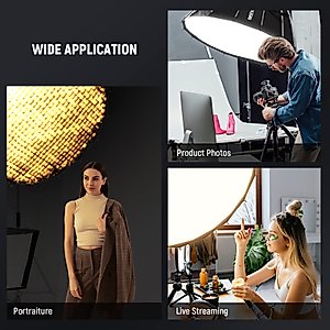 NEEWER 47.2inch/120cm Parabolic Softbox Quick Set up Quick Folding, with Diffusers/Honeycomb Grid/Bag, Compatible with Aputure 120d Light Dome Godox sl60w NEEWER RGB CB60 and Other Bowens Mount Lights