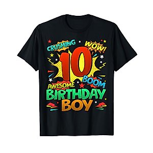 10th Birthday Kids Comic Style Kids Boys 10 Year Old Gifts T-Shirt