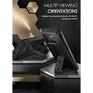 Poetic Revolution Series Designed for Oneplus 10T Case, Full-Body Rugged Dual-Layer Shockproof Protective Cover with Kickstand and Built-in-Screen Protector, Black